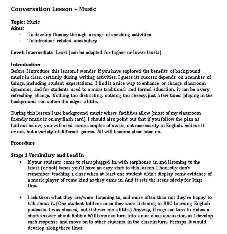 Lesson Plan Sample Template | room surf.com
