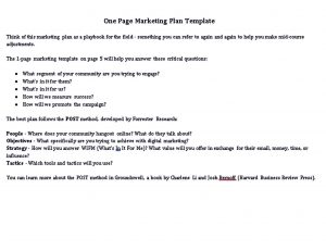 One Page Marketing Plan Template | room surf.com
