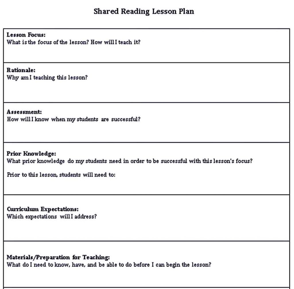 Lesson Plan Sample Template | room surf.com