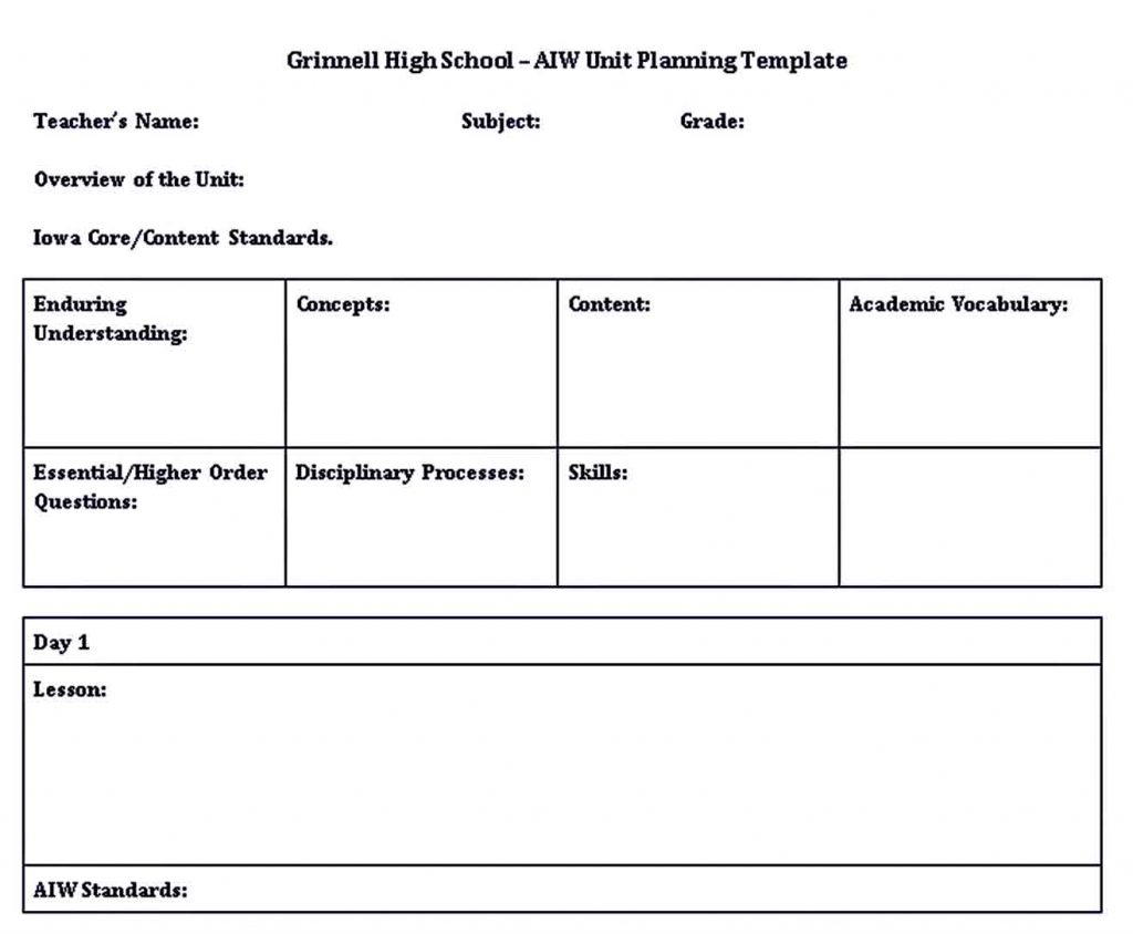 Lesson Plan Templates Sample | room surf.com