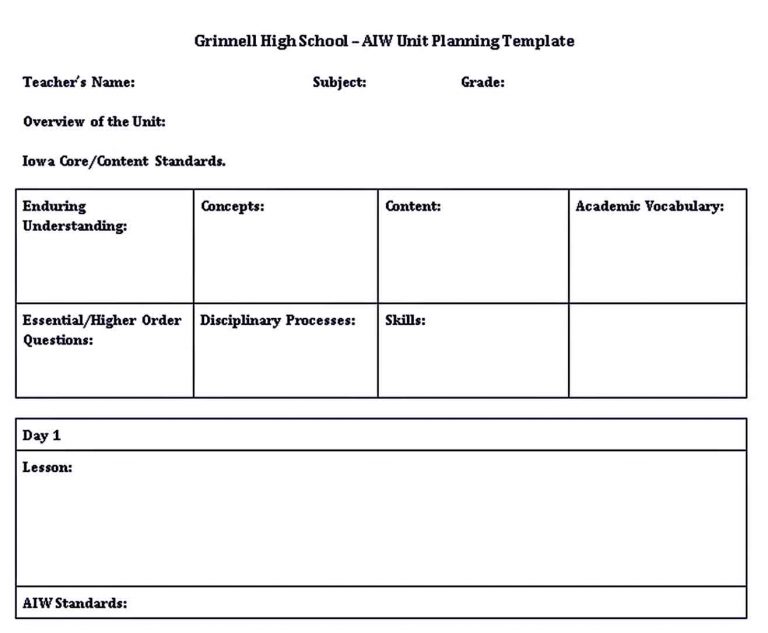 Lesson Plan Templates Sample | room surf.com