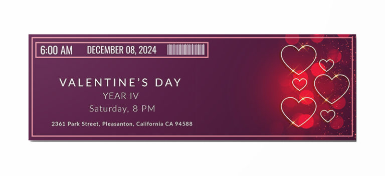Valentine’s Party Ticket Customizable PSD Template | room surf.com