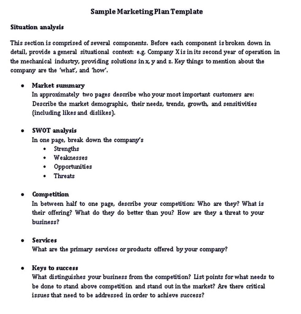 One Page Marketing Plan Template | room surf.com