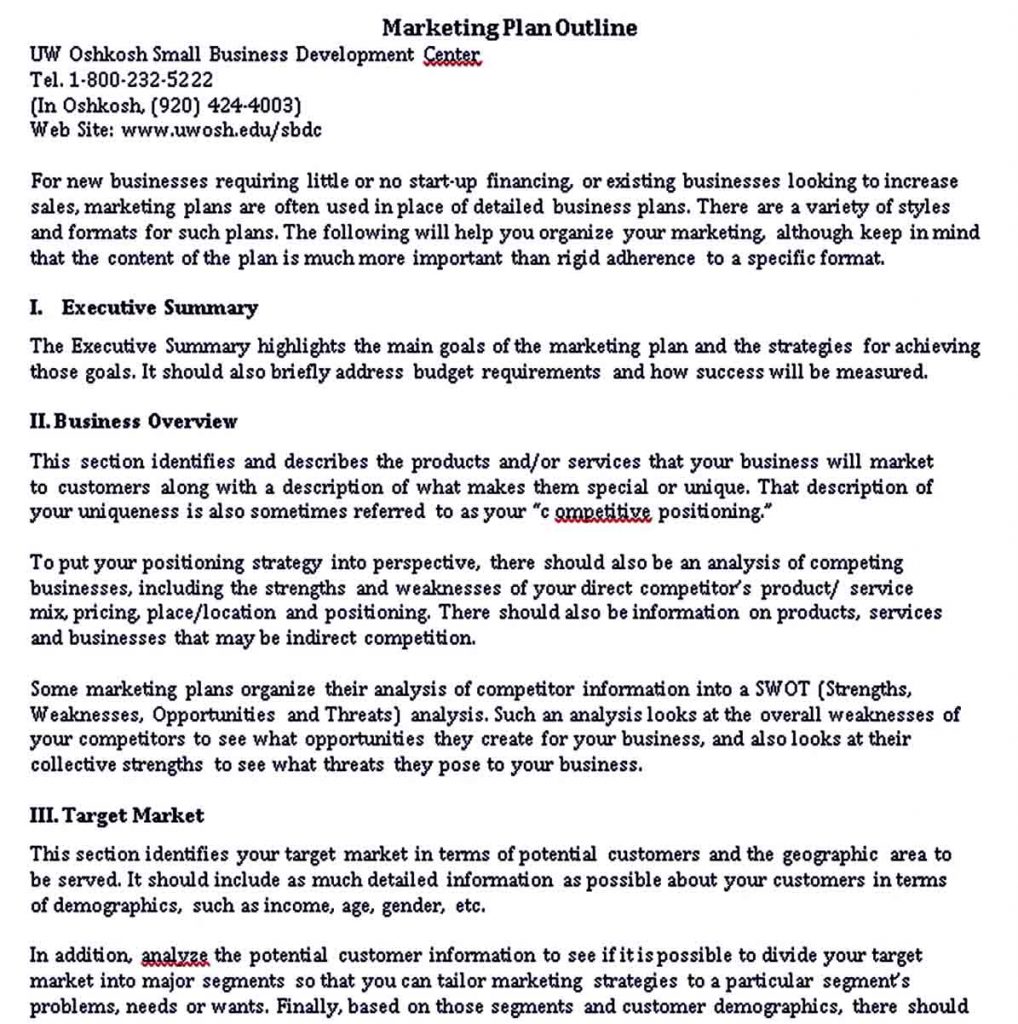 One Page Marketing Plan Template | room surf.com