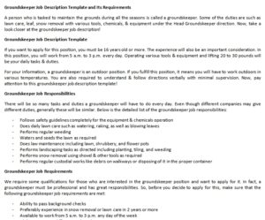 Groundskeeper Job Description Template and Its Requirements | room surf.com