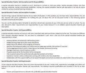 Special Education Teacher Job Description and Its Responsibilities ...