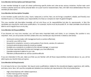 Crew Member Job Description and Relevant FAQs | room surf.com