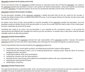 Optometric Assistant Job Description and Its FAQ | room surf.com