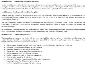 Dental Insurance Coordinator Job Description and Its FAQ | room surf.com