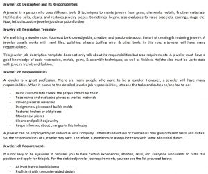 Jeweler Job Description and Its Responsibilities | room surf.com