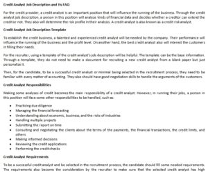 Credit Analyst Job Description and Its FAQ | room surf.com