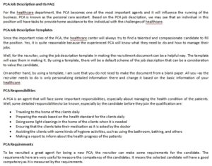 PCA Job Description and Its FAQ | room surf.com