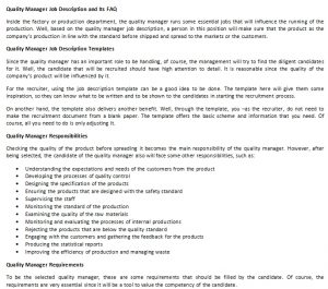 Quality Manager Job Description and Its FAQ | room surf.com