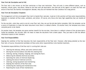 Floor Tech Job Description and Its FAQ | room surf.com
