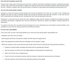 Store Clerk Job Description and the FAQ | room surf.com