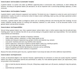 General Laborer Job Description Customizable Template | room surf.com