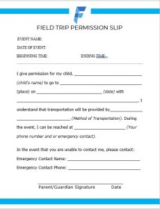 10+ Field Trip Permission Slip Template | room surf.com