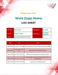 10+ Work from Home Log Template | room surf.com