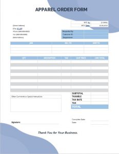 10+ Apparel Order Form Template | room surf.com