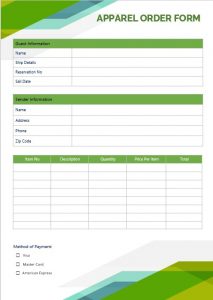 10+ Apparel Order Form Template | room surf.com