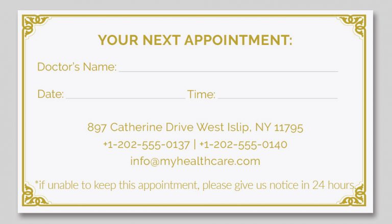 10+ Appointment Card psd template free | room surf.com