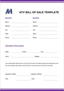 10+ ATV Bill of Sale Template | room surf.com