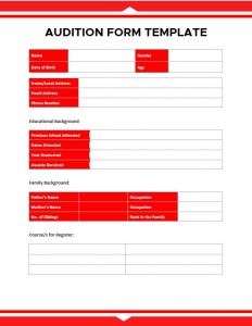 10+ Audition Form Template | room surf.com