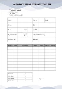 10+ Auto Body Repair Estimate Template | room surf.com