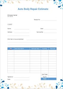 10+ Auto Body Repair Estimate Template | room surf.com