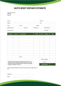 10+ Auto Body Repair Estimate Template | room surf.com