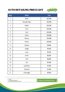 10+ Auto Detailing Price List Template | room surf.com