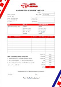 10+ Auto Repair Work Order Template | room surf.com