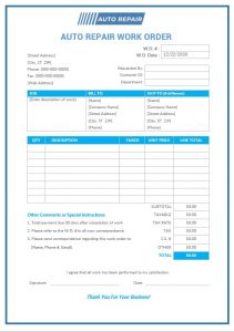 10+ Auto Repair Work Order Template | room surf.com