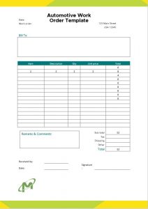 10+ Automotive Work Order Template | room surf.com