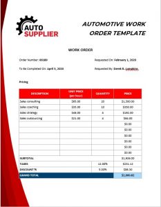 10+ Automotive Work Order Template | room surf.com