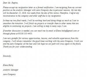 Resignation Letter Due to Personal Reasons And The Sample | room surf.com