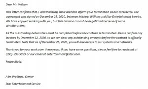 Independent Contractor Termination Letter And The Sample | room surf.com