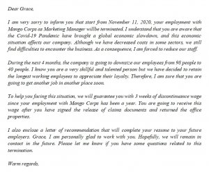 Termination Letter Due to Lack of Work and Its Sample | room surf.com