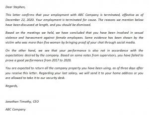 Termination Letter For Cause And Its Sample | room surf.com