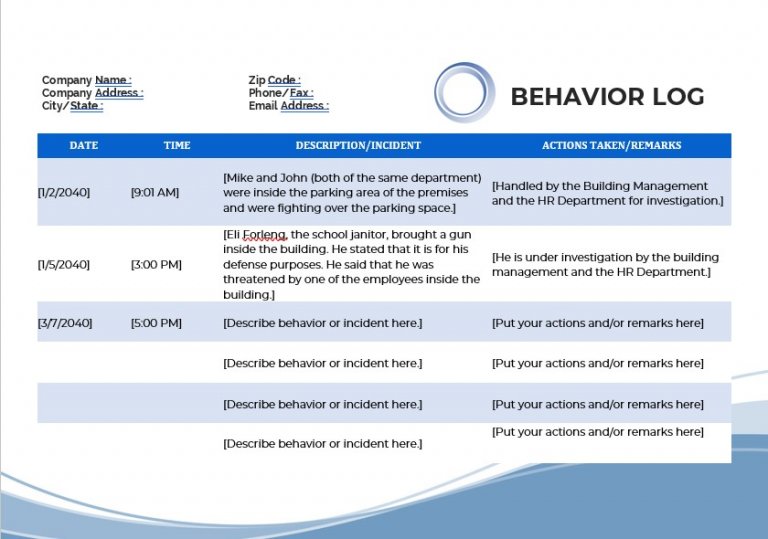 10+ Behavior Log Template | room surf.com