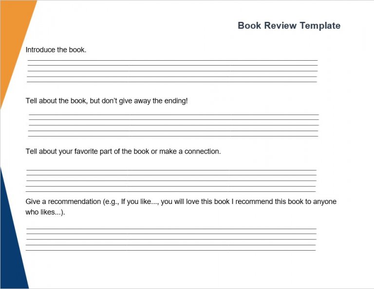 10+ Printable Book Review Template | room surf.com