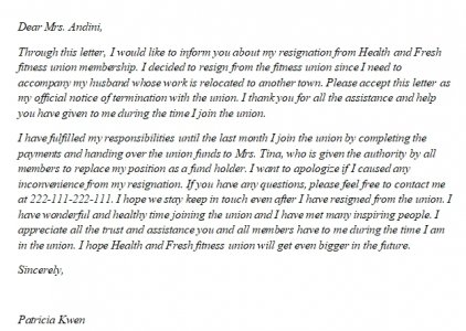 Knowing More about Union Resignation Letter and its Sample | room surf.com