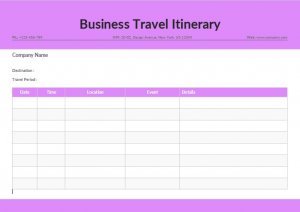 10+ Printable Business Travel Itinerary Template | room surf.com