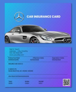 10+ Printable Car Insurance Card psd template free | room surf.com