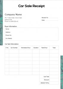 10+ Printable Car Sale Receipt Template | room surf.com