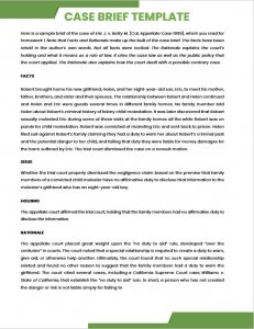 10+ Printable Case Brief Template | room surf.com