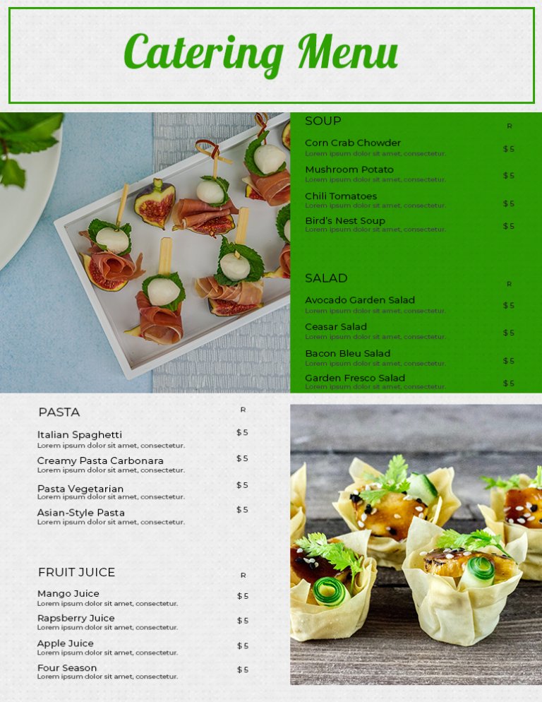 10+ Printable Catering Menu psd template free | room surf.com