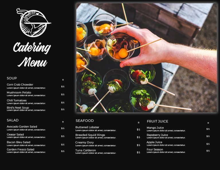 10+ Printable Catering Menu psd template free | room surf.com