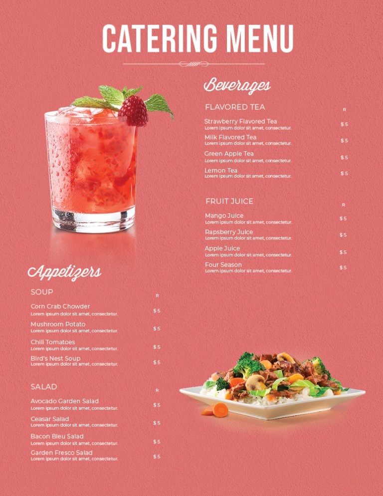 10+ Printable Catering Menu psd template free | room surf.com