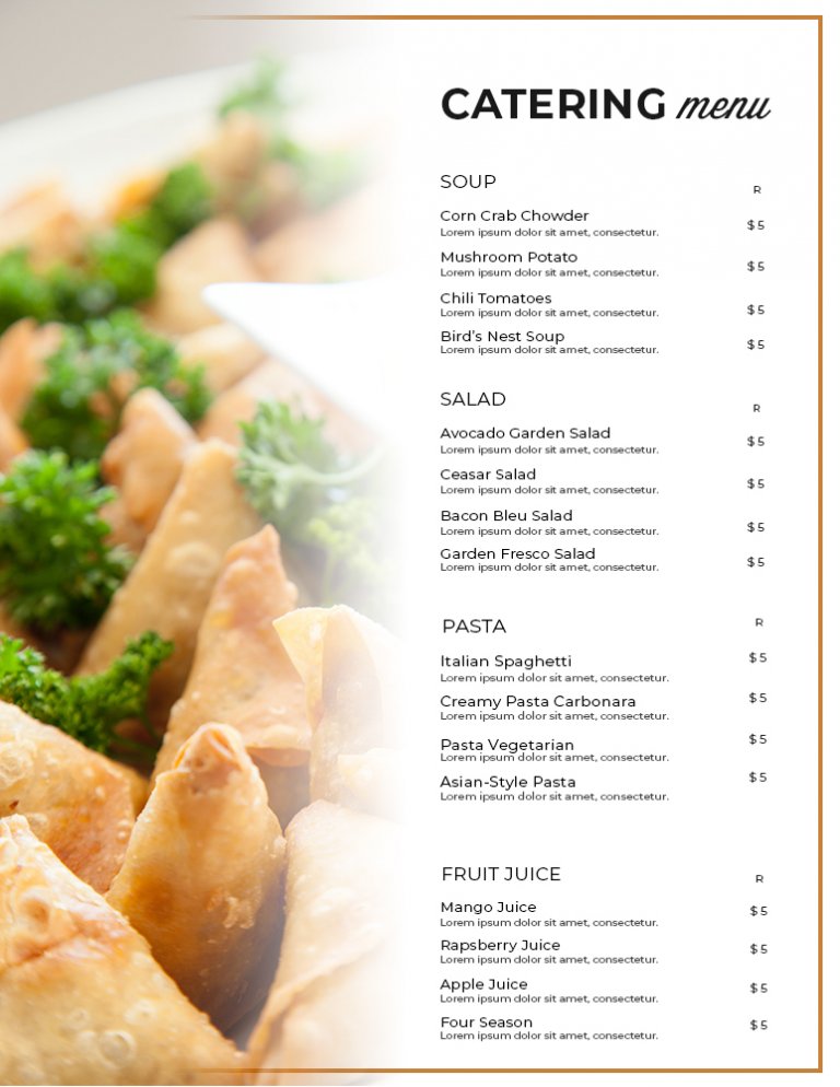 10+ Printable Catering Menu psd template free | room surf.com